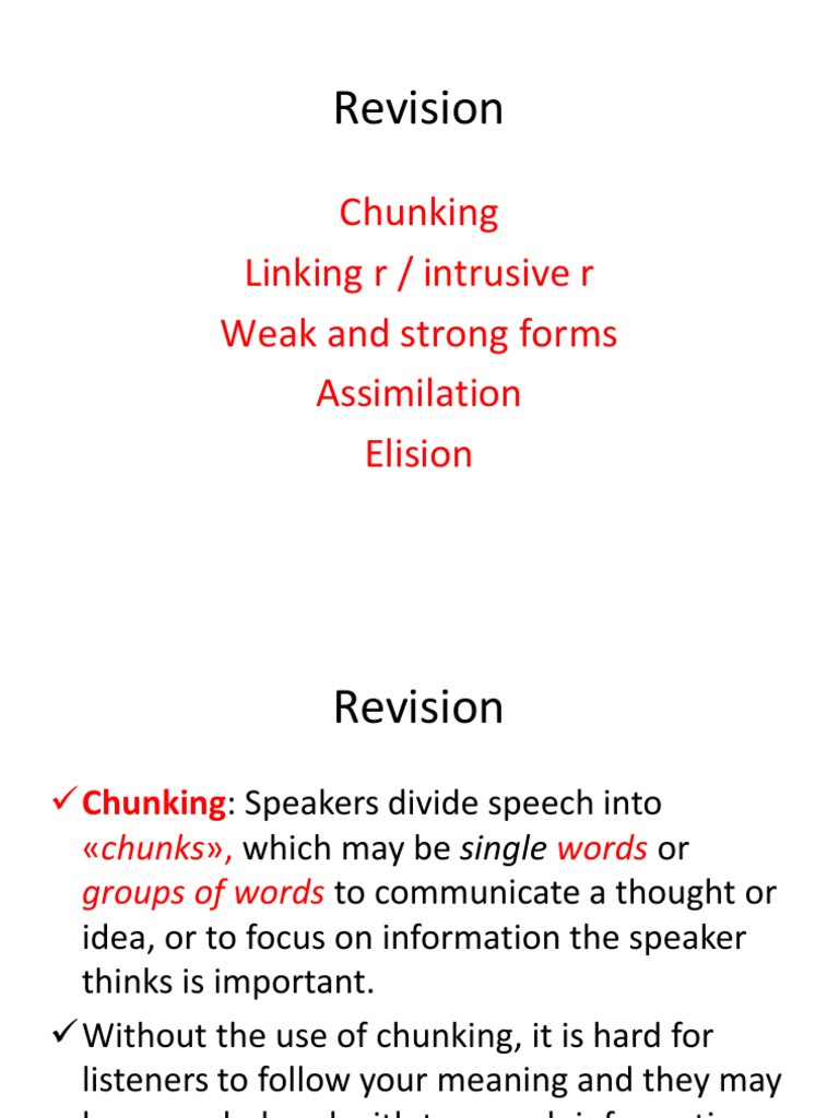 Chunking Linking R / Intrusive R Weak and Strong Forms Assimilation ...