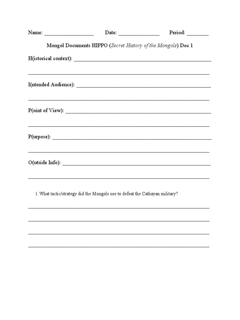 Mongol Documents Hippo | PDF | Mongols