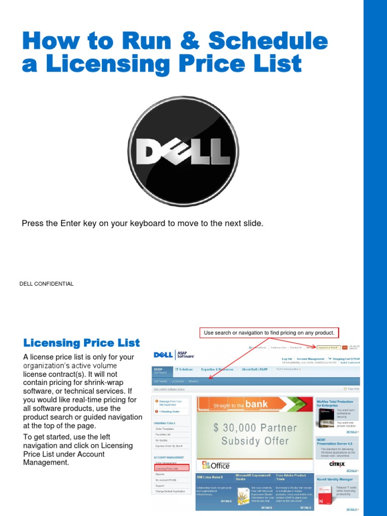 How To Run & Schedule A Licensing Price List: Press The Enter Key On ...