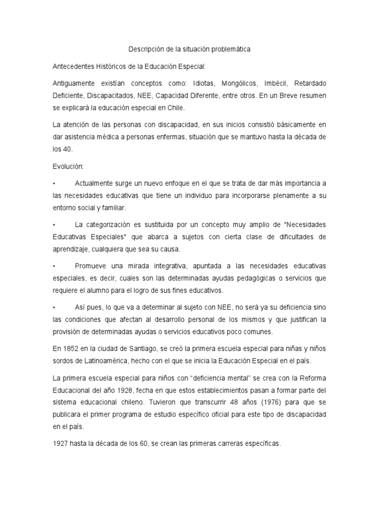 Descripción de La Situación Problemática | PDF | Educación especial ...