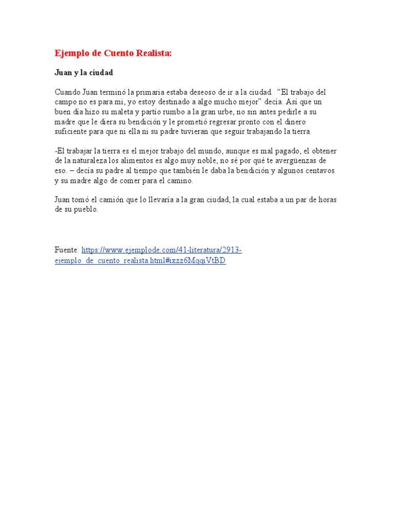 Ejemplo de Cuento Realista | PDF