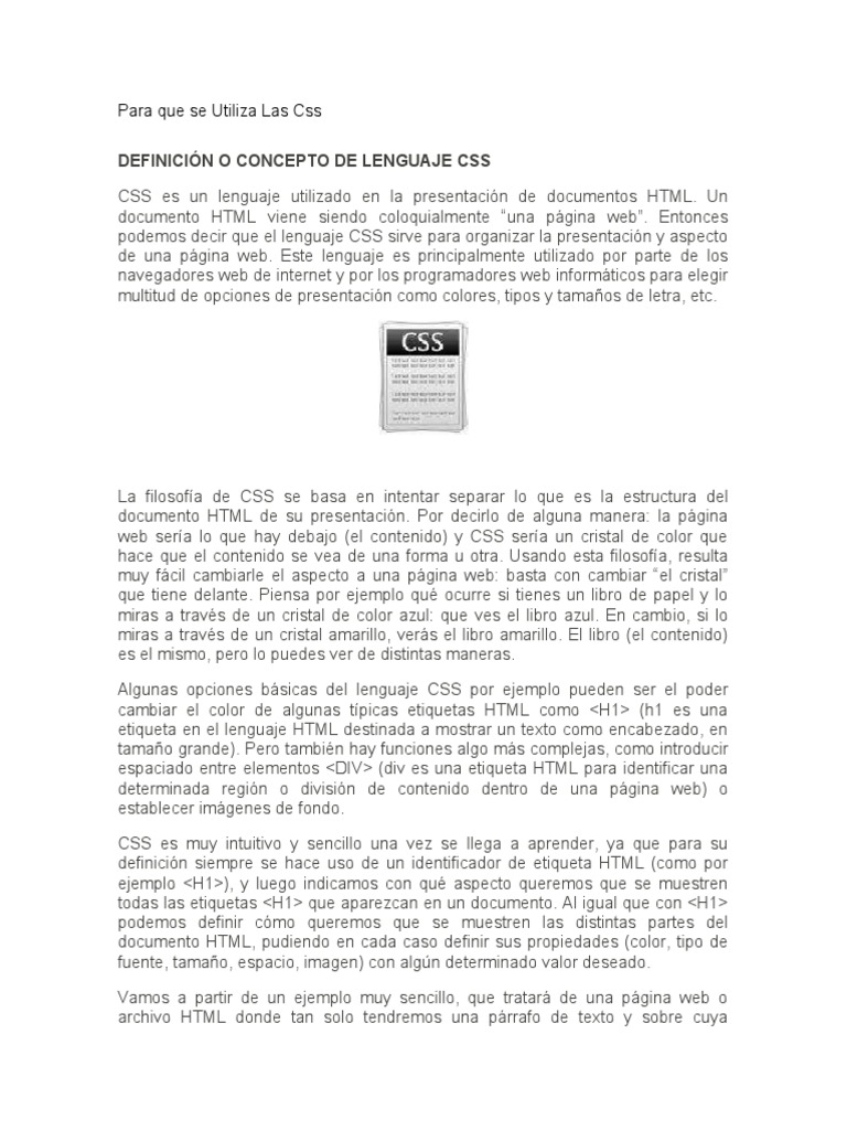 Definición y Uso de CSS en HTML | PDF | Hojas de estilo en cascada | HTML