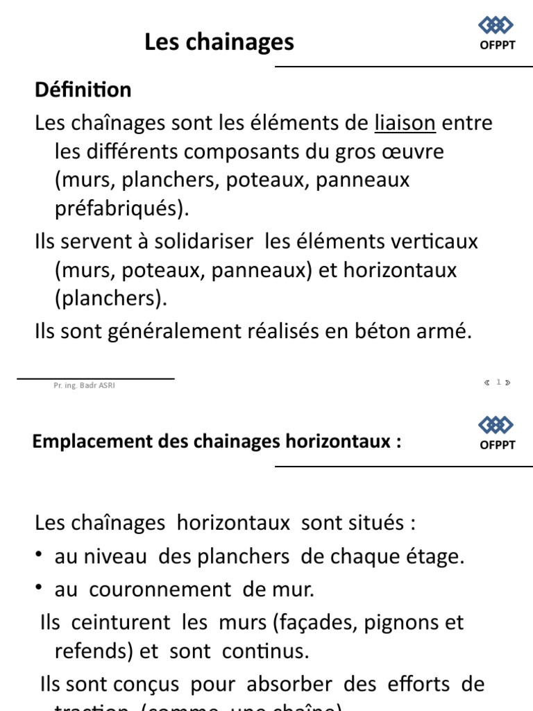 Définition et fonctions des chaînages | PDF | Poutre (Structure ...