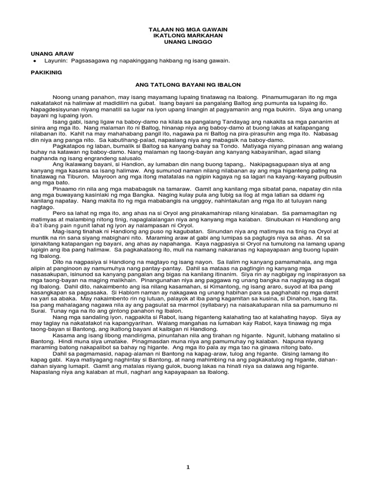 Talaan NG Mga Gawain | PDF