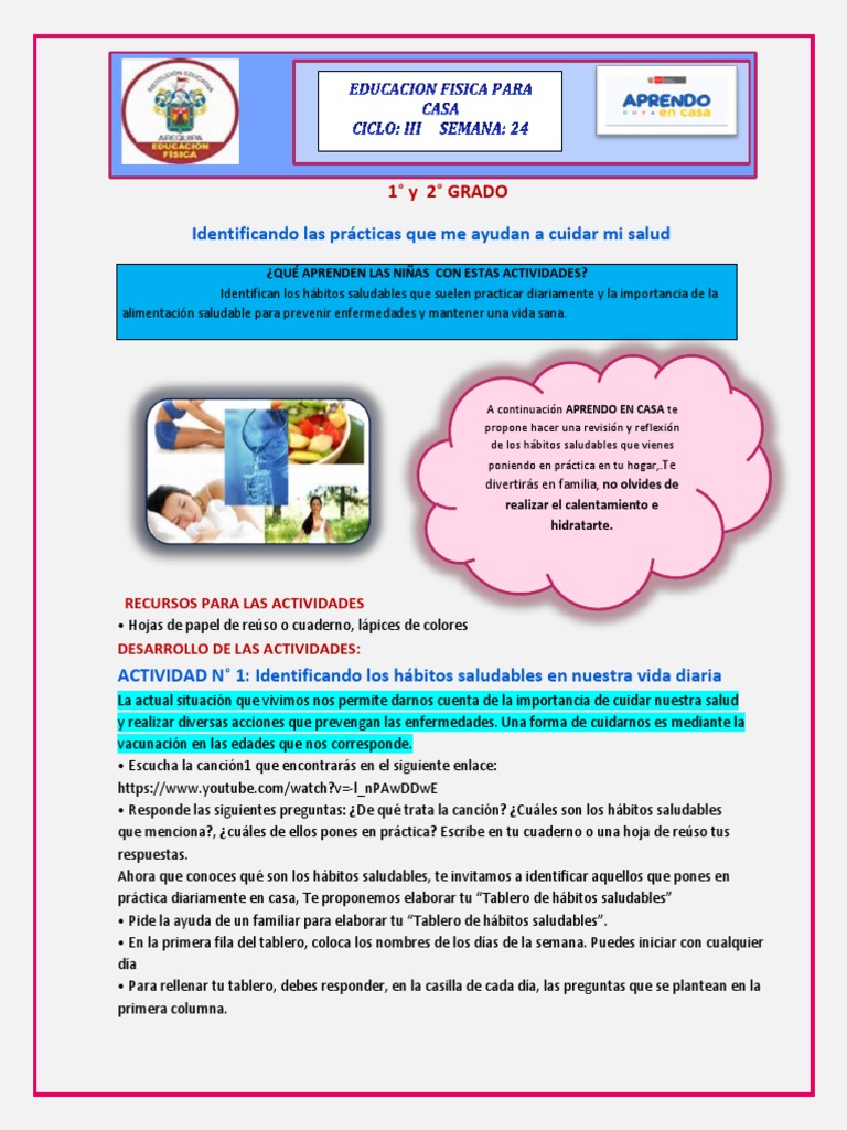 EDUCACION FISICA1°y2° SEM.24 PARA CASA NATTY | PDF | Salud y bienestar | Medicina