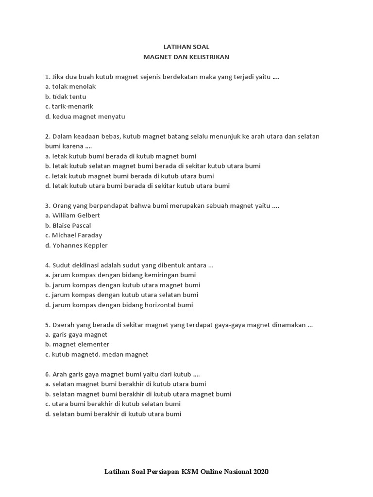 Latihan Soal Magnet | PDF