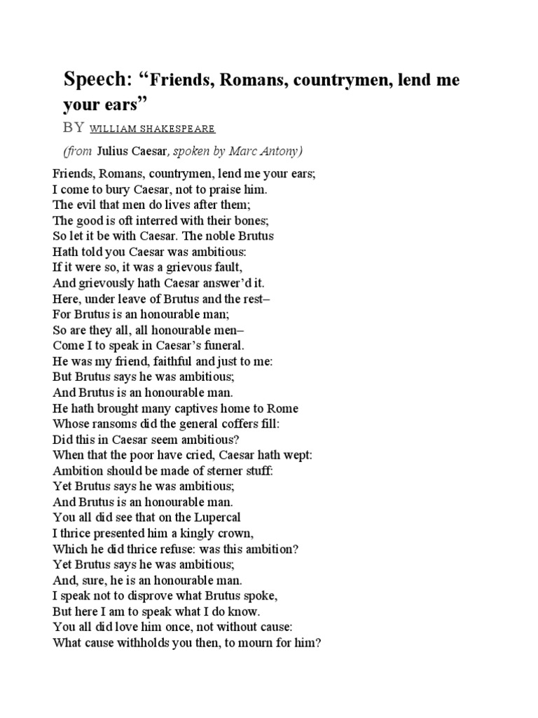 Julius Caesar Speech | PDF
