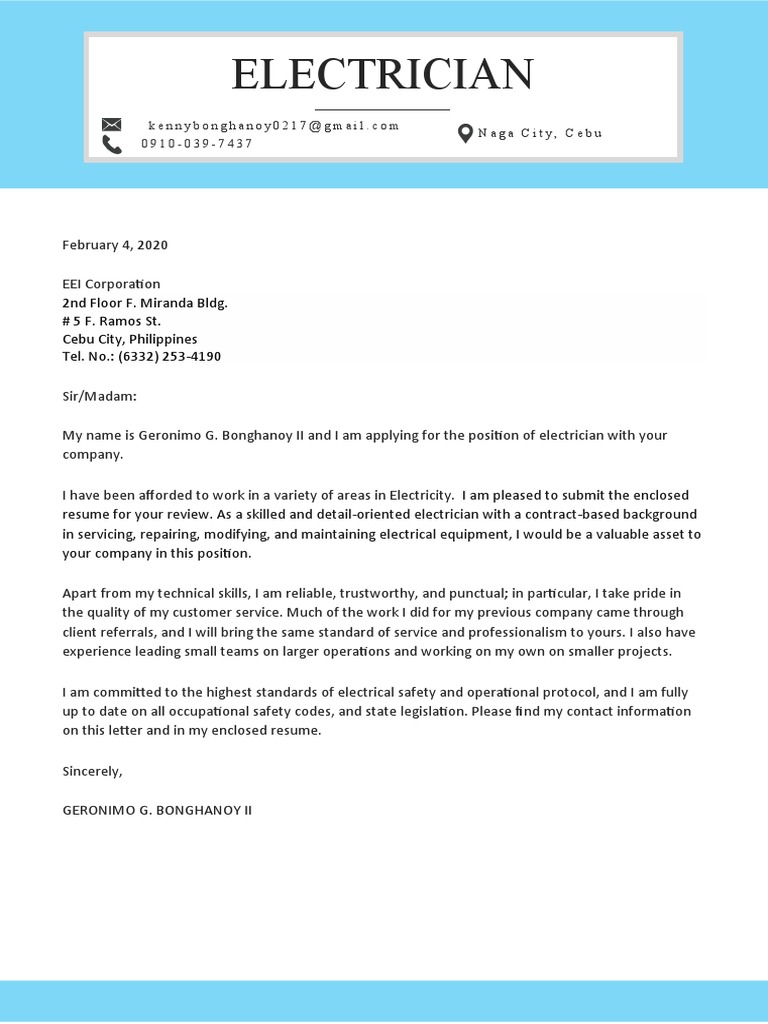 Electrician: 2nd Floor F. Miranda Bldg. # 5 F. Ramos St. Cebu City ...