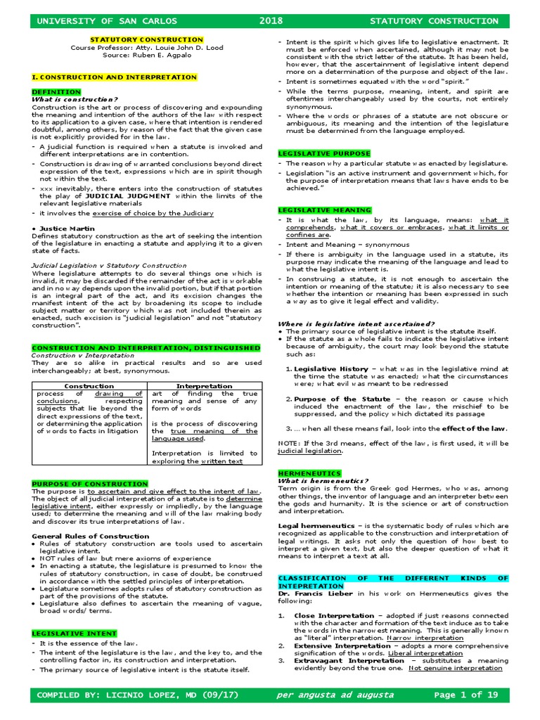 University of San Carlos 2018 Statutory Construction | Download Free ...