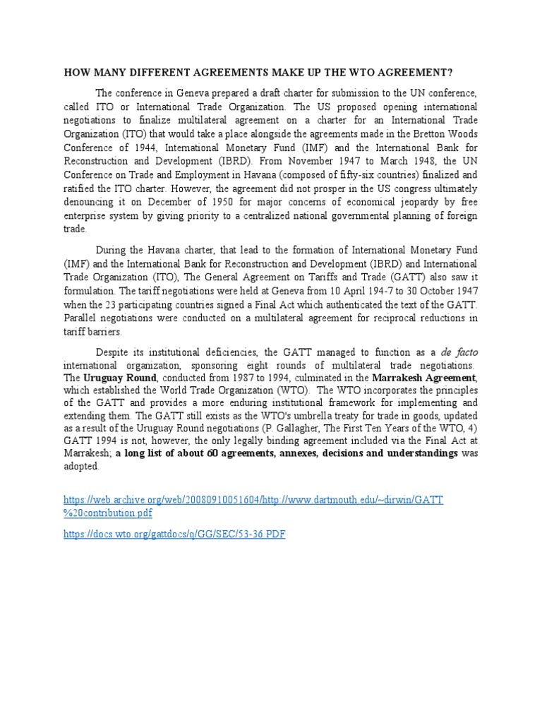 How Many Different Agreements Make Up The Wto Agreement?: Contribution ...