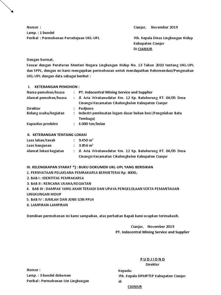 UKL-UPL PT. Indocentral Mining Service & Supplier 14.12.2019 | PDF