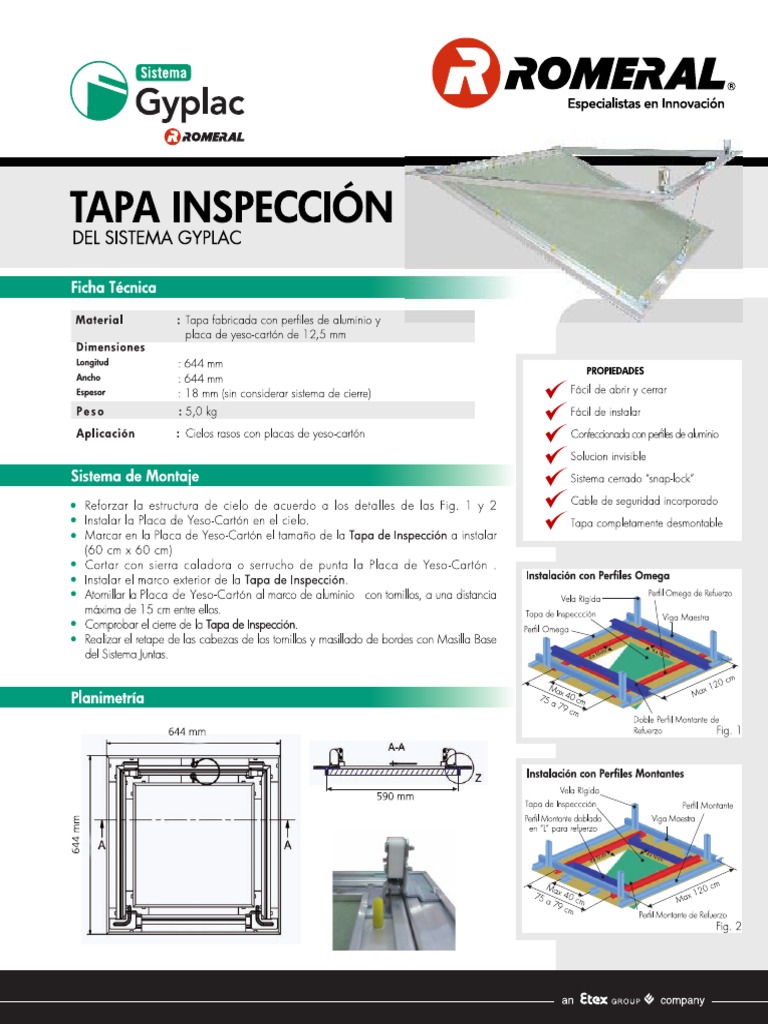 3547ficha Sistema Gyplac-Tapa de Inspeccion | PDF