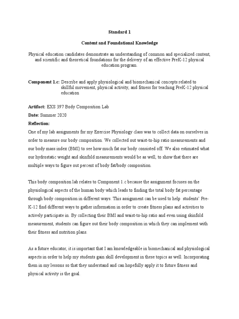 Standard 1 E-Portfolio Artifact and Reflection | PDF