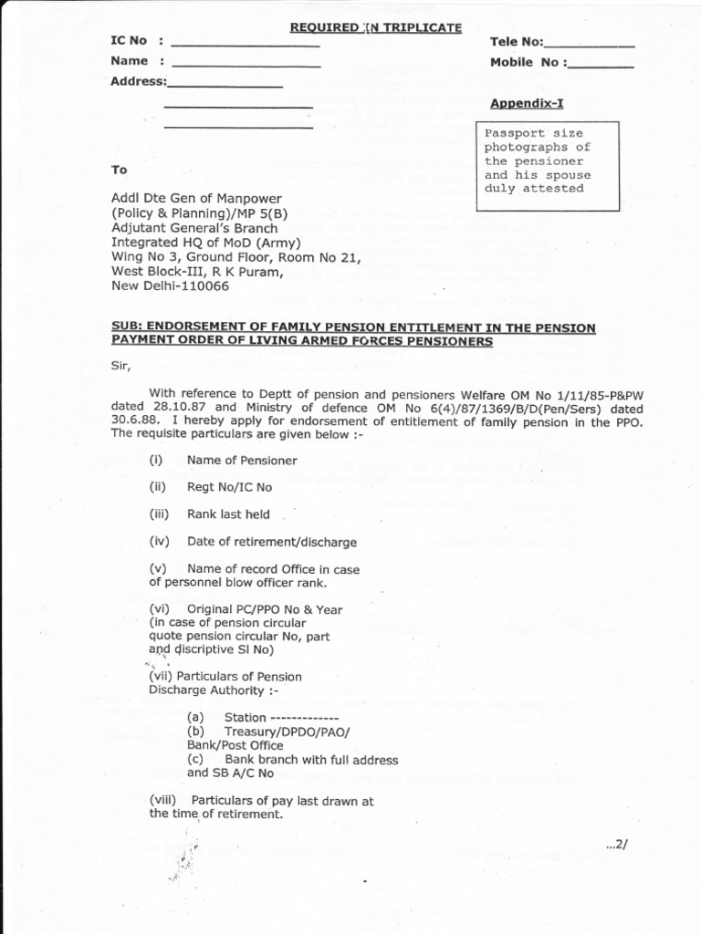 Family Pension Certificate | Social Institutions | Society