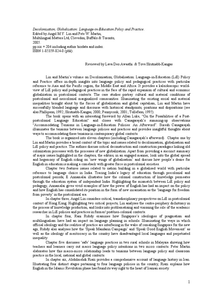 Book Review Lin & Martin Decolonization 2 | PDF | Postcolonialism ...