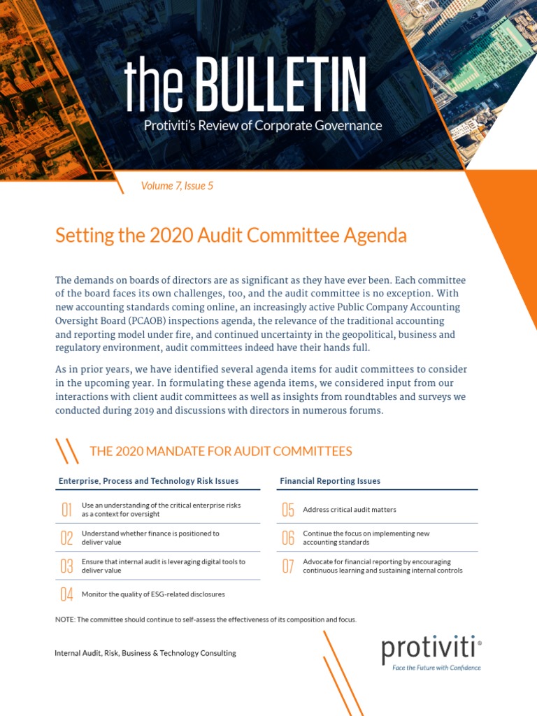 The Bulletin: Setting The 2020 Audit Committee Agenda | PDF | Audit ...