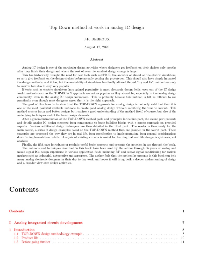 Top-Down Method at Work in Analog IC Design | PDF | Mixed Signal ...