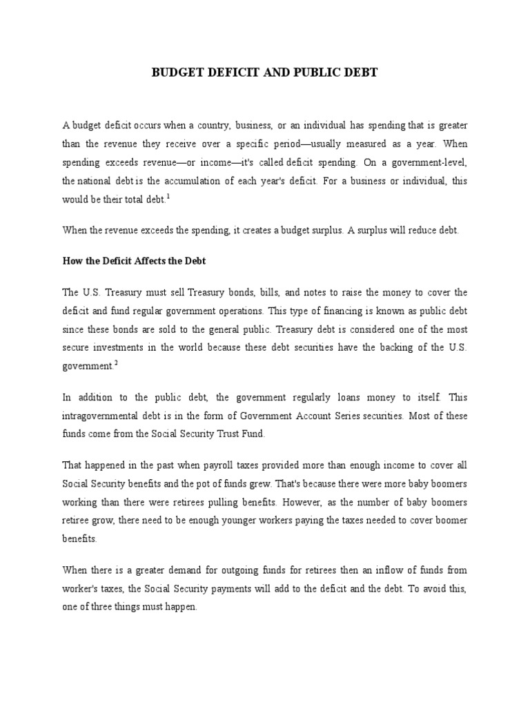 Budget Deficit and Public Debt | PDF | National Debt Of The United ...