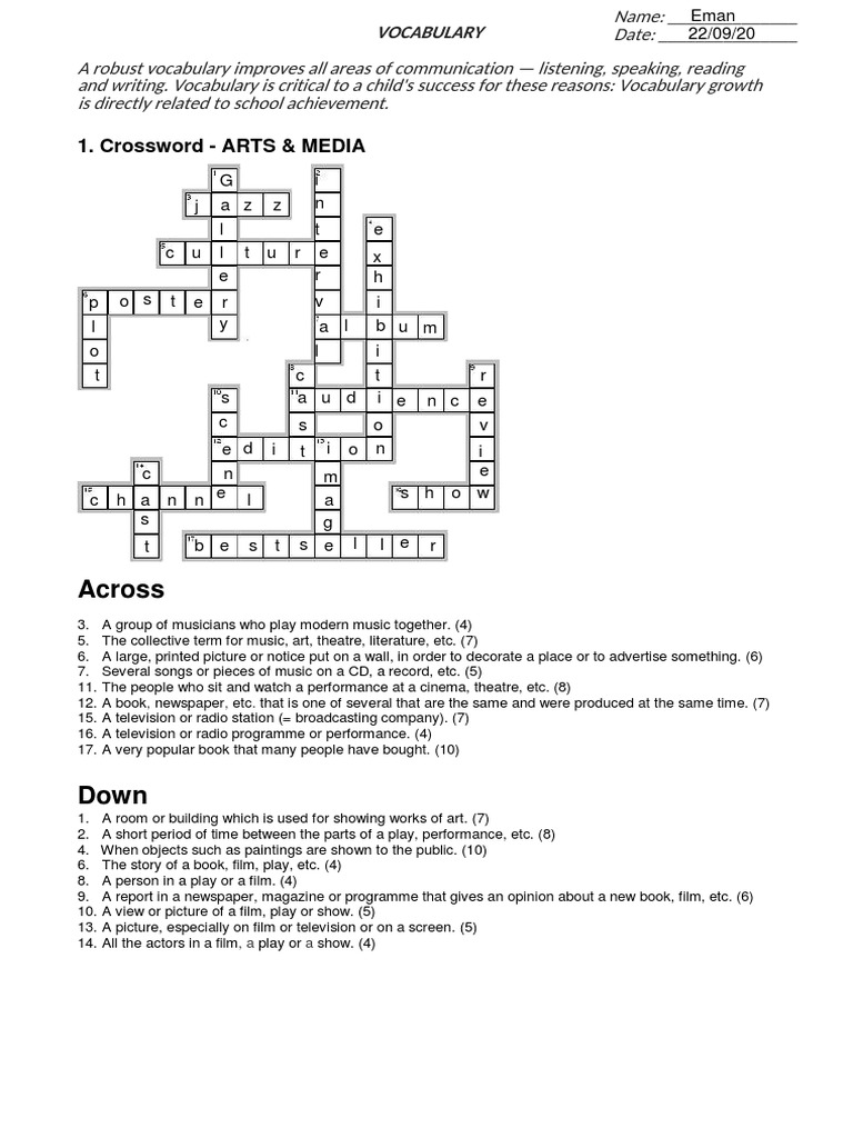 SADAT RAHMAN EMAN - WS13 - ENLG - CL 9 - vOCABULARY | PDF | Mass Media ...
