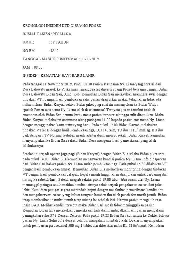 Kronologi Insiden KTD Diruang Poned | PDF