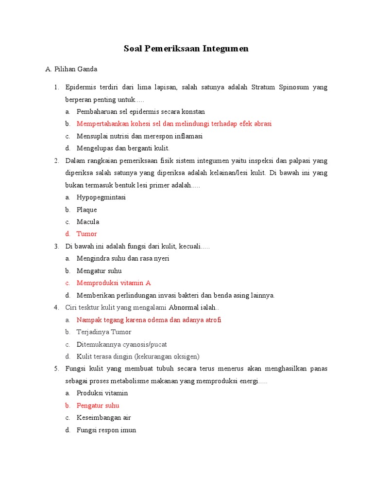 Soal Integumen | PDF