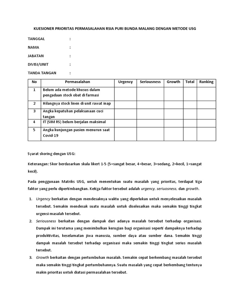 Contoh Kuesioner | PDF