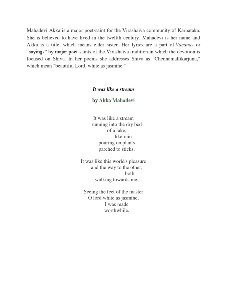Akka Mahadevi Poem | PDF