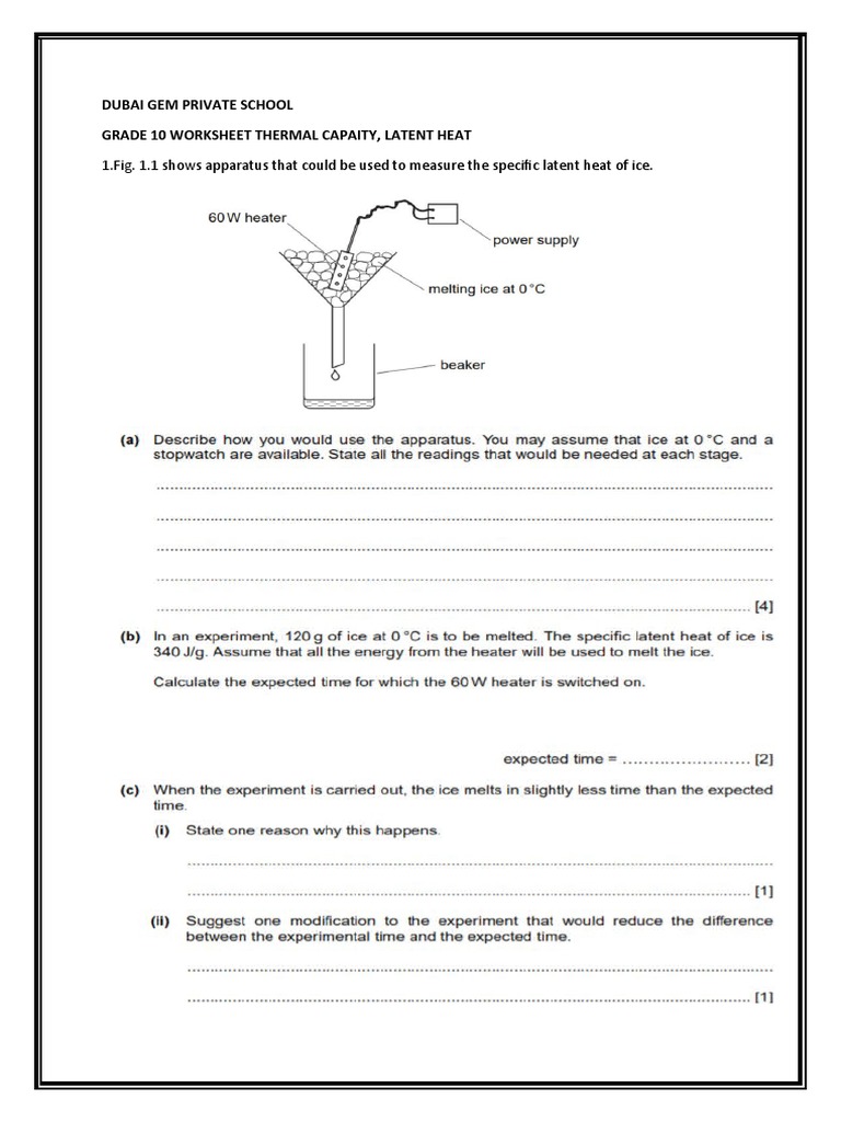 Thermal Capacity and Latent Heat QP | PDF