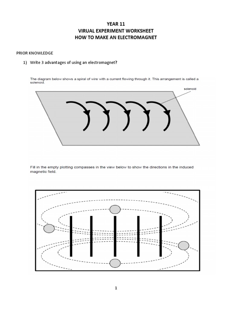 Year 11 Virual Experiment Worksheet How To Make An Electromagnet | PDF