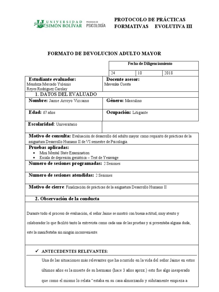 Formato de Devolucion Listo para Imprimir | PDF | Estado de ánimo (psicología) | Salud mental