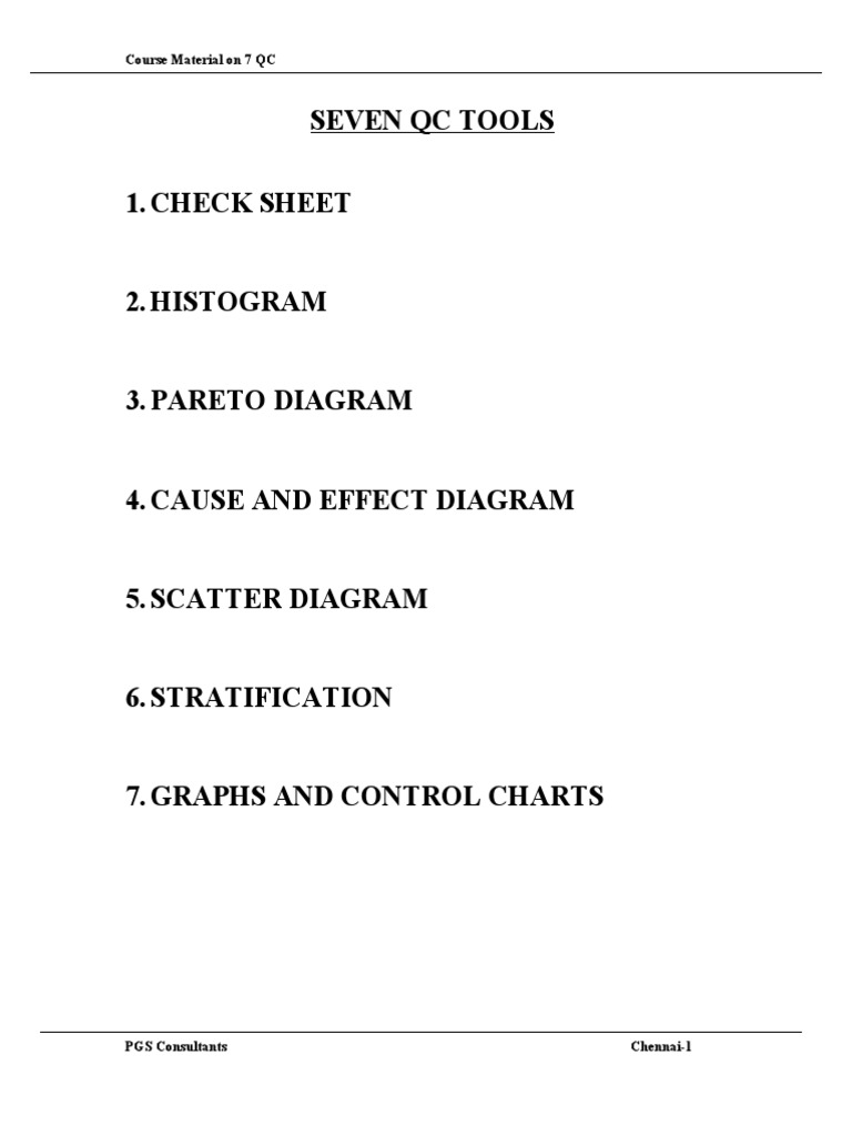 Seven QC Tools 1. Check Sheet: Course Material On 7 QC | PDF ...