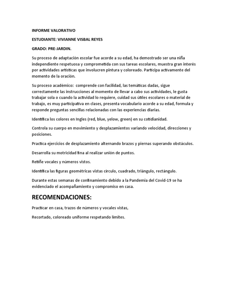 Informe Valorativo | PDF | Triángulo | Velocidad