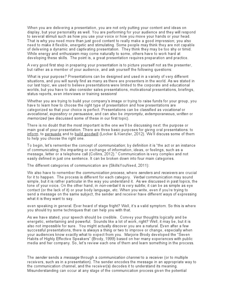 Avocational, Expository or Persuasive, and Can Also Be Impromptu ...