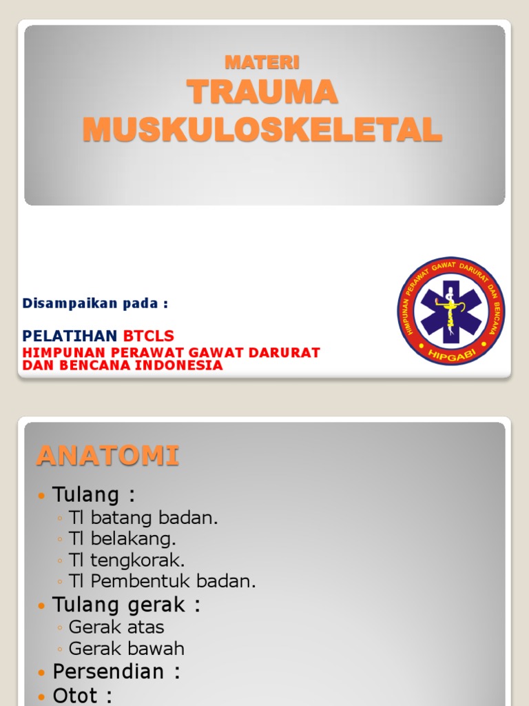 Trauma Muskuloskeletal: Penanganan dan Pengelolaan | PDF