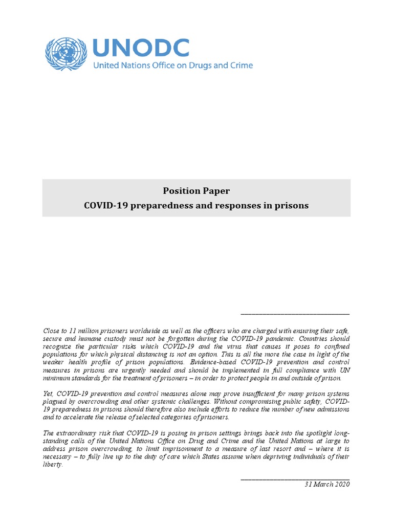 UNODC Position Paper COVID-19 in Prisons - FINAL | PDF | Prison ...