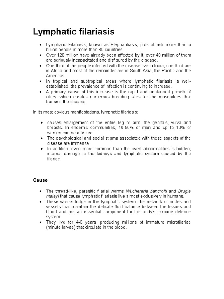 Lymphatic Filariasis | PDF | Veterinary Medicine | Diseases And Disorders