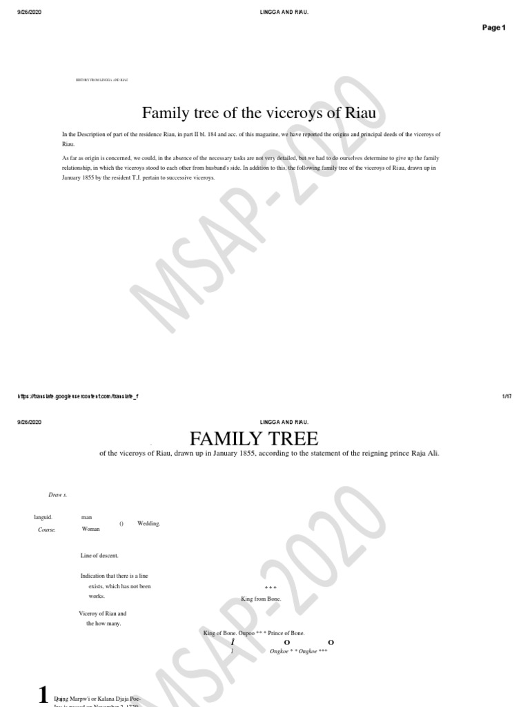 Family Tree of The Viceroys of Riau, Silsilah Yang Dipertuan Muda Riau ...