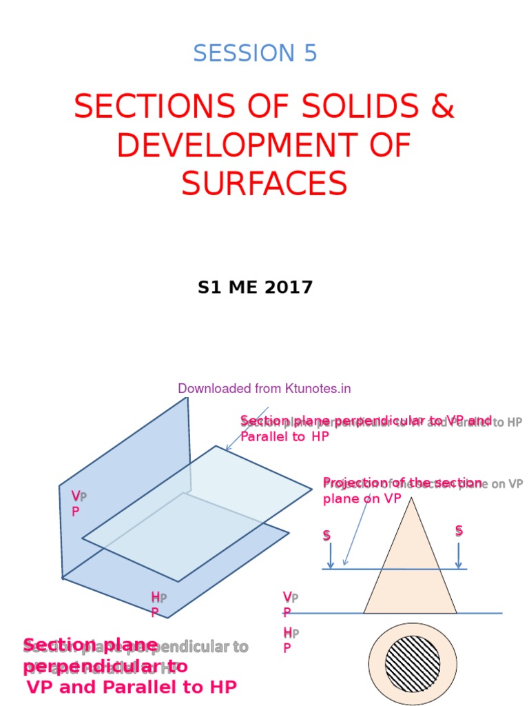 Sections of Solids & Development of Surfaces: Session 5 | PDF | Sheet Metal | Euclidean Geometry