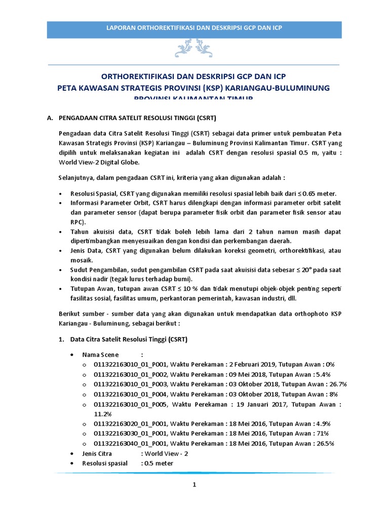 3 - Orthorektifikasi Dan Deskripsi GCP Dan ICP | PDF