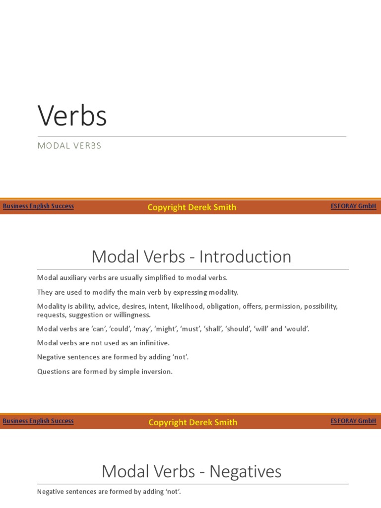 8.1 Verbs - Modal PDF | PDF | Syntax | Grammar