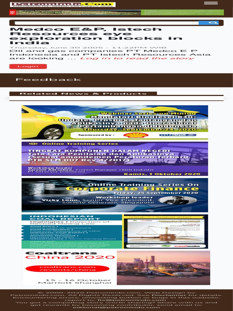 Medco E&P, Istech Resources Eye Exploration Blocks in India: Log in To ...