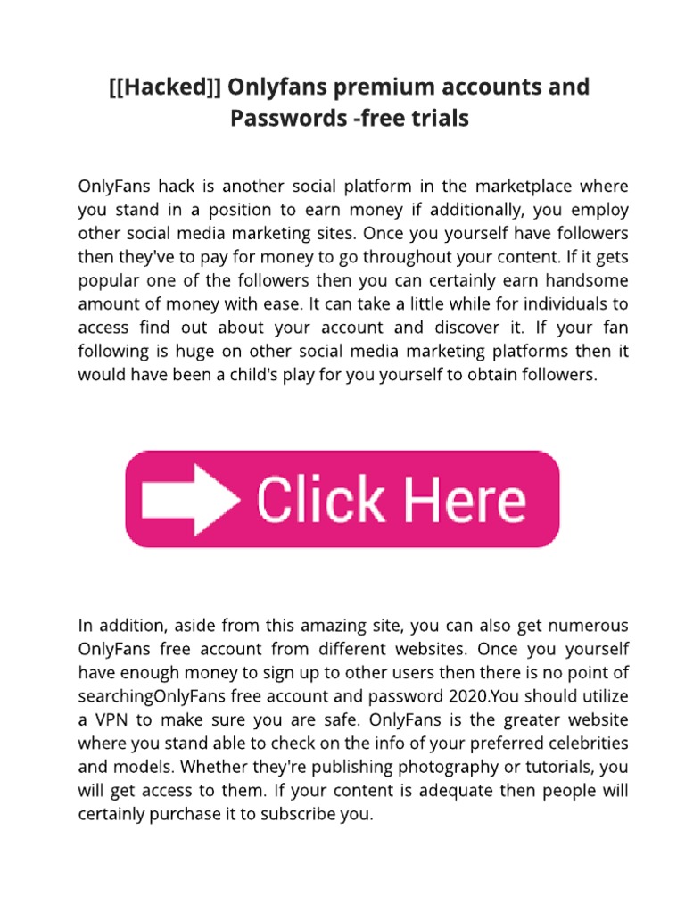 ( (Hacked) ) Onlyfans Premium Accounts and Passwords - Free Trials | PDF