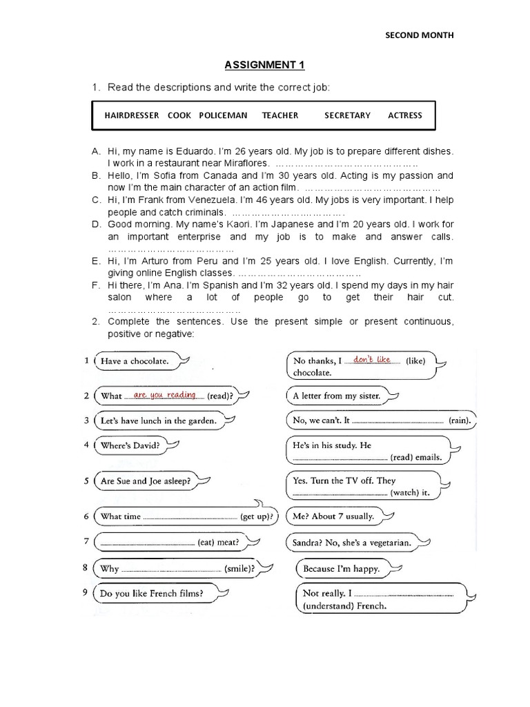 Assignment 1 Second Month | PDF