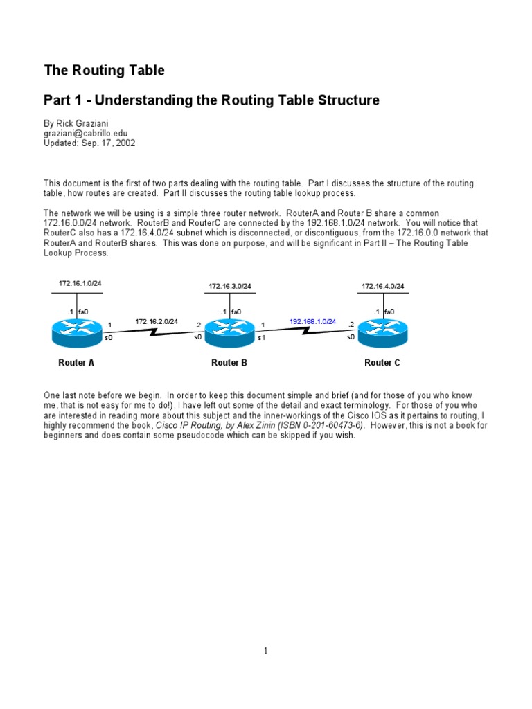 The Routing Table Part 1 - Understanding The Routing Table Structure | PDF | Router (Computing ...