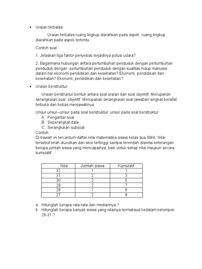 Contoh Soal Uraian | PDF