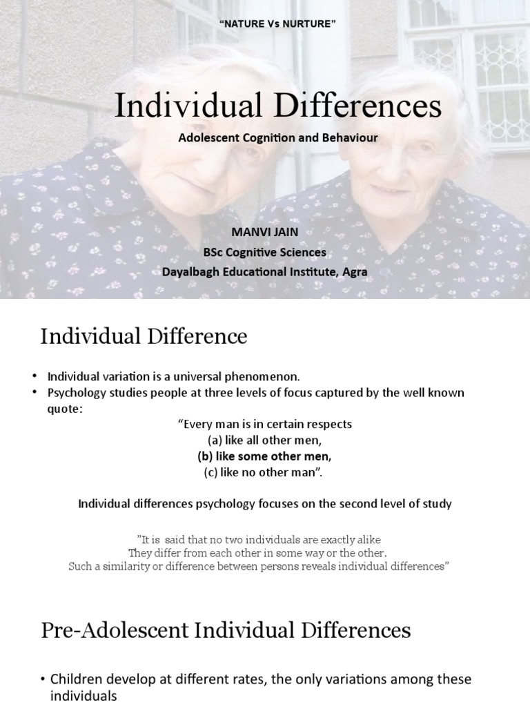 Individual Differences in Adolescent Behaviour and Cognition | PDF | Nature Versus Nurture ...