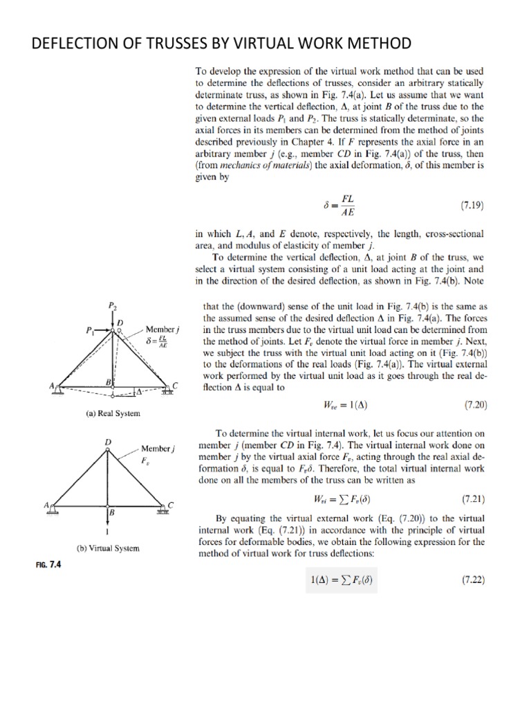 Lec 5 - Deflection of Trusses by Virtual Work Method | PDF