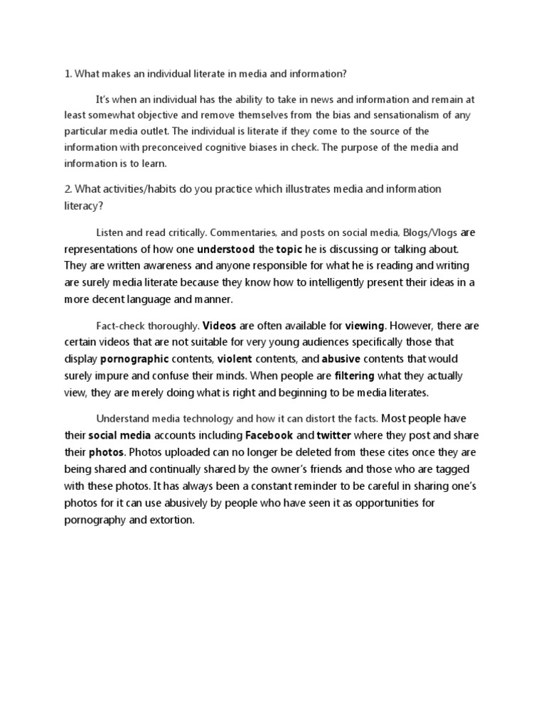 Media Literacy: Key Activities and Insights | PDF