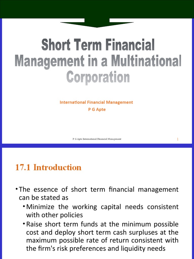 Short Term Financial Management in A Multinational Corporation | PDF ...