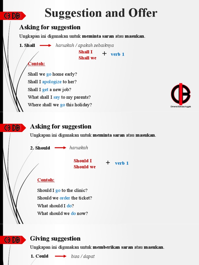PPT - Suggestion and Offer - PPSX | PDF | Grammar | Linguistic Typology